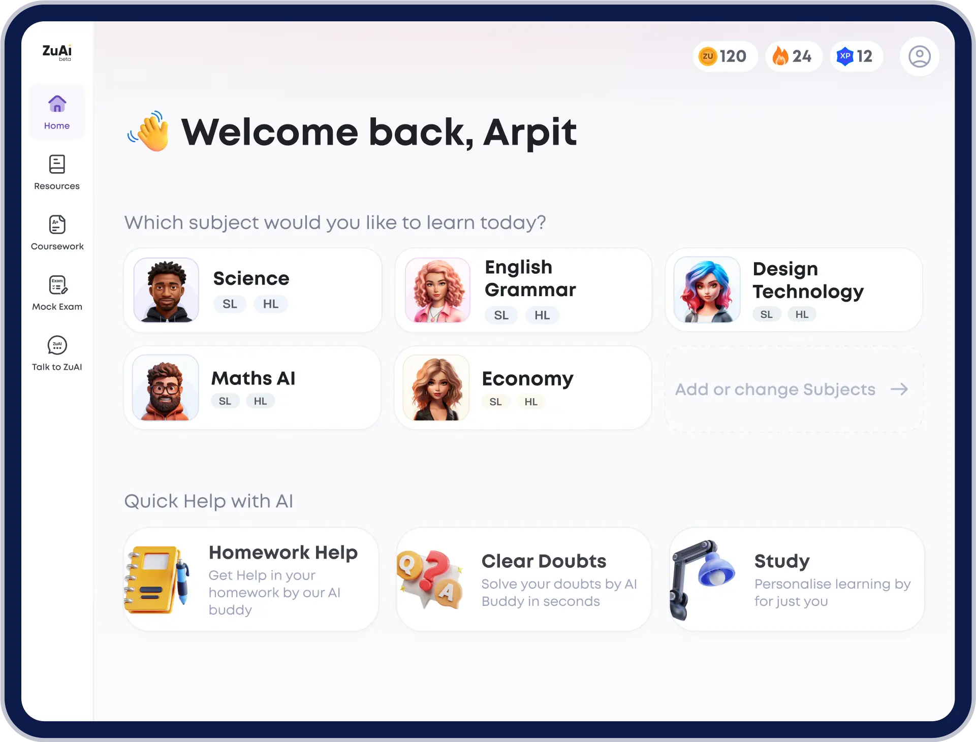 ZuAI Dashboard | Your Learning Hub | ZuAI